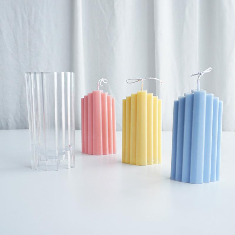 Trapezoidal building block candle mold