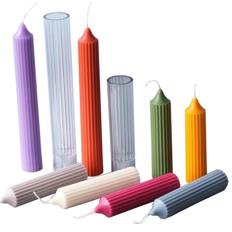 Vertical striped pointed long pole candle Mold